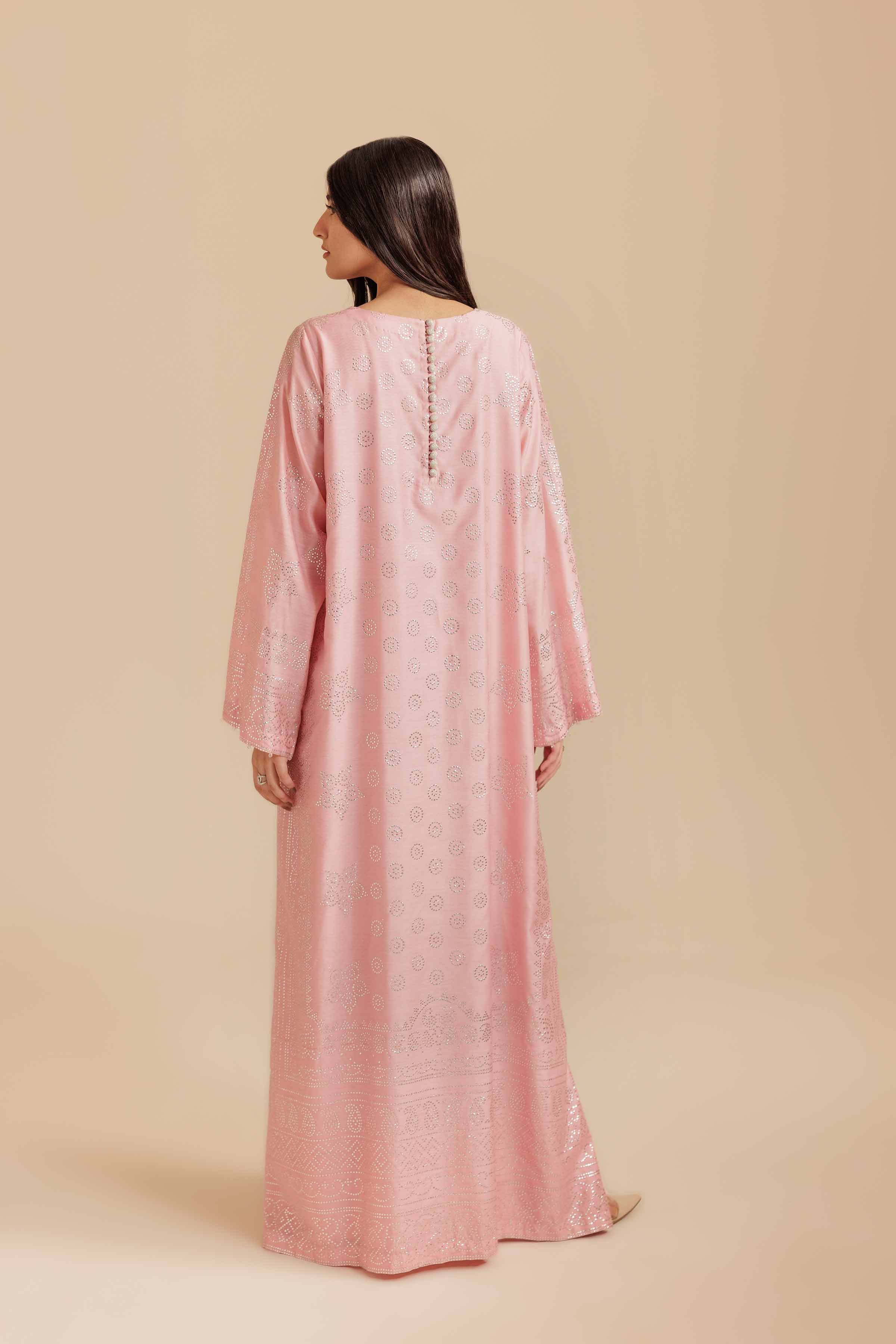 Buy Pink Solids Mukesh 1-piece ready to wear Long Dress